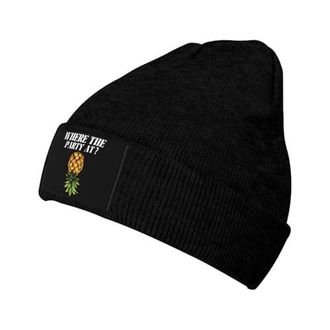 Generic Doux Bonnet dhiver Tricot&eacute;, Ananas &agrave; lenvers O&ugrave; est la f&ecirc;te, Unisexe Beanie Tricot&eacute;, Tricoter Chapeau pour Adultes, Ski, Femme