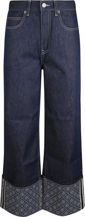Tory Burch Femme, Jeans, Bleu, Taille: W27 Jean &agrave; revers &agrave; motifs