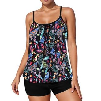 Generic Maillots de bain 2 pi&egrave;ces pour femme avec short gainant - Maillot de bain 2 pi&egrave;ces - Dos nu - Push Up - Grande taille - S&eacute;chage rapide, multicolore, 3