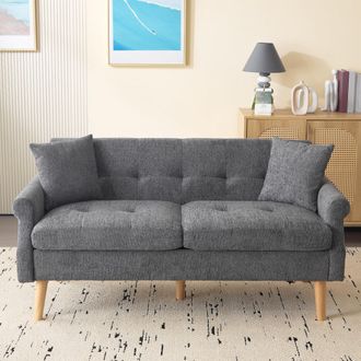 Generic Sofa 2 Sitzer Chenille Couch mit 15cm Dicker Polsterung Massivholzbeine Saugroboter geeignet Kompakt f&uuml;r Kleine R&auml;ume Wohnzimmer Loveseat Upholstered