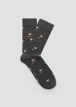 Mango Chaussettes &agrave; motifs toucans gris chin&eacute; fonc&eacute; - Homme - 40-42 - MANGO MAN