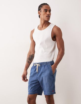 Polo Ralph Lauren Short en jean &agrave; cordon de serrage - Bleu fonc&eacute;