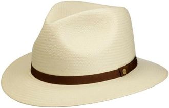 Stetson Chapeau en Paille Fallkirk Traveller Femme/Homme - de Soleil avec Ruban Gros Grain Ete Printemps-ete - M (56-57 cm) Blanc