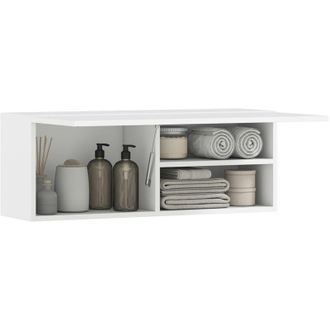HOMCOM Armoire murale de salle de bain - HOMCOM - porte battante &agrave; charni&egrave;res et trois compartiments - MDF - 80 x 25 x 30 cm - blanc