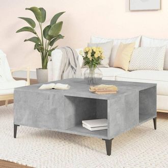 vidaXL Table basse gris b&eacute;ton 80x80x36,5 cm bois ding&eacute;nierie Vidaxl