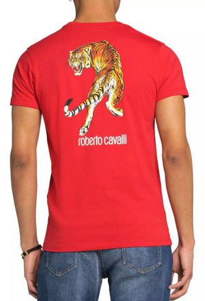 Roberto Cavalli T-Shirt Firenze Tiger Logo Print Slim Fit RC-Monogramm und Tiger-Print auf der Brust