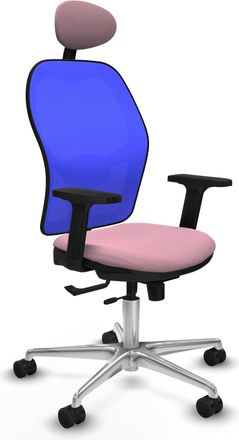 Piqueras y Crespo Arbeitsstuhl mit 2D-Armen, h&ouml;henverstellbarer Lendenwirbelst&uuml;tze und festem Kopfteil, ausgestattet mit Syncro/Traslack und injiziertem Schaumstoff, Bl