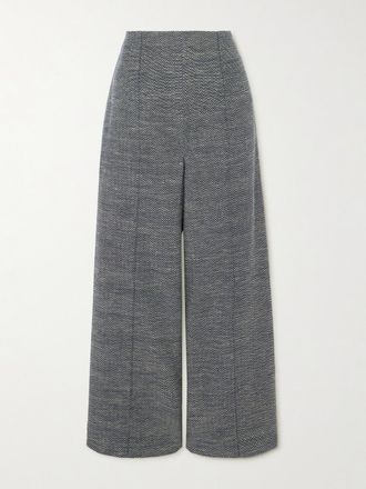 Emilia Wickstead Daffy Hose Mit Weitem Bein Aus Jacquard Aus Einer Baumwollmischung - Blau