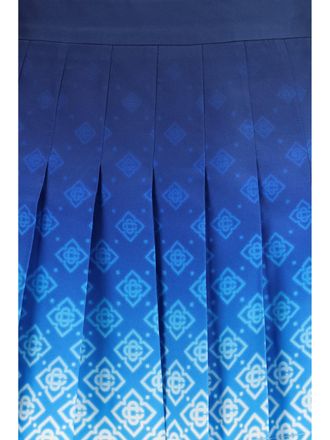 Casablanca Womens Pleated Mini Skirt Orchid Monogram Silk