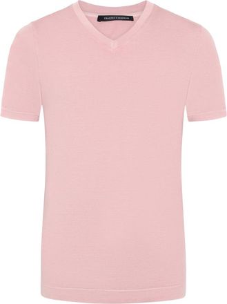 Trusted Handwork Unifarbenes T-Shirt aus Pima-Baumwolle mit V-Ausschnitt in