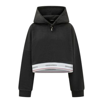 Dsquared2 Femme, Sweatshirts et sweats &agrave; capuche, Noir, Taille: 36 FR SweaT-shirt &agrave; capuche court en oignon