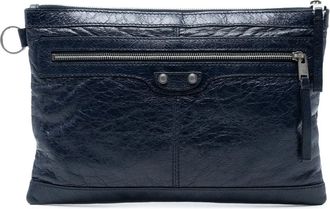 Balenciaga Clutches - Lambskin Motocross Classic Clip M Clutch - Gr. unisize - in Blau - für Damen