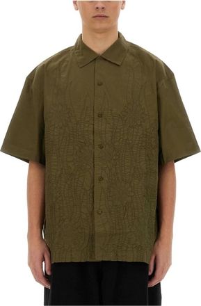 Ymc You Must Create Homme, Chemises, Brun, Taille: M Embroidered Short Sleeve Shirt