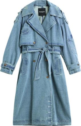 Desigual Femme, Manteaux, Bleu, Taille: 36 FR Trench Chaq Gresil