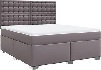 vidaXL Vidaxl - Boxspringbett mit Matratze Grau 180x200 cm Kunstleder