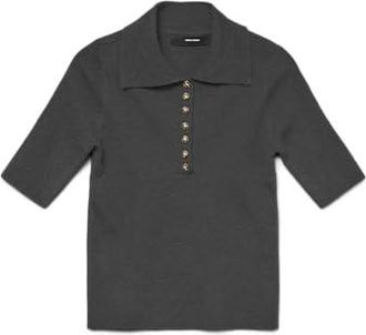 Vero Moda Vmmarina 2/4 Poloneck Pullover Noos Pull, Gris fonc&eacute; m&eacute;lang&eacute;, L Femmes