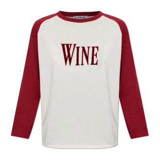 Acne Studios Wein-Grafik-T-Shirt - - Tops - Damen - Rot - M/L