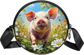 Generic Sac &agrave; bandouli&egrave;re rond pour femme, petit sac &agrave; bandouli&egrave;re avec fermeture &eacute;clair, bretelles r&eacute;glables, style d&eacute;contract&eacute;, pour femmes et filles