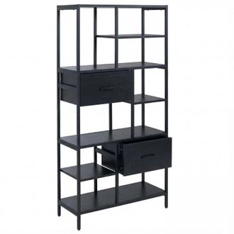 Hhg &Eacute;tag&egrave;re HHG-622, &eacute;tag&egrave;re biblioth&egrave;que &eacute;tag&egrave;re sur pied, tiroirs industriel MDF m&eacute;tal m&eacute;lamine 150x81x33cm, marron