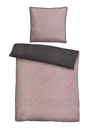 Biberna 0840500 Wende-Bettwäsche Garnitur mit Kopfkissenbezug Melange-Flanell 1x 135x200 cm + 1x 80x80 cm, brombeer