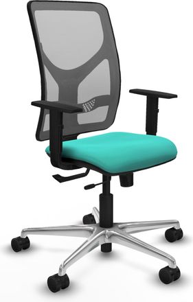 Piqueras y Crespo B&uuml;rostuhl, R&uuml;ckenlehne, Netzstoff, mit 1D-Armlehnen, h&ouml;henverstellbare Lendenwirbelst&uuml;tze, ausgestattet mit Syncro/Traslack und Schneideschaum, Grau/T