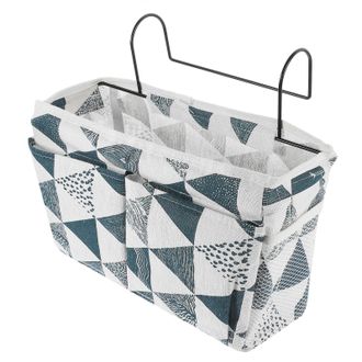 DOITOOL Bedside Hanging Storage Basket mit Gro&szlig;em Fassungsverm&ouml;gen Stilvoller Blauer Dreieck Organizer zum Aufh&auml;ngen Am Bett Vielseitige Aufbewahrung f&uuml;r B&uuml;ch