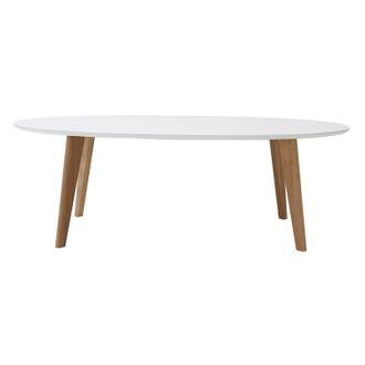 Miliboo Miliboo - Table basse ovale scandinave blanc et bois clair ch&ecirc;ne L120 cm ekka
