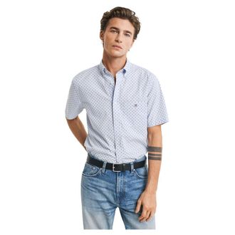 GANT Herren REG Micro Print SS Shirt Hemd, Light Blue, XXL