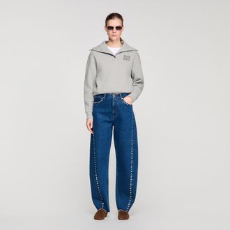 Sandro Barrel-Jeans mit Strassbesatz