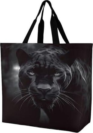 Generic Sac De Courses Imprimé Panthère Animale Sac Cabas Réutilisable Lavables Sacs En Toile Épaule, Pour École, Voyage, Burea, 50x40cm