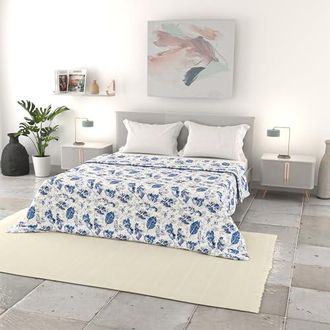 Italian Bed Linen Basic Sommer Steppdecke, Bedruckte mikrofaser, 250x240cm, Foglie