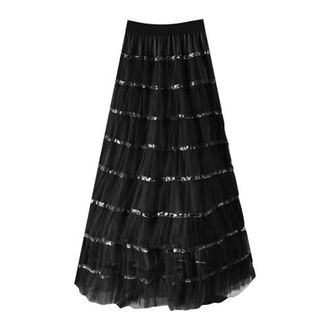 Generic Jupe Paillette Femme Short Sequin Jupe Midi A Ligne Paillettes Mesh Slim Taille Haute Patchwork &Eacute;l&eacute;gante pour Femme