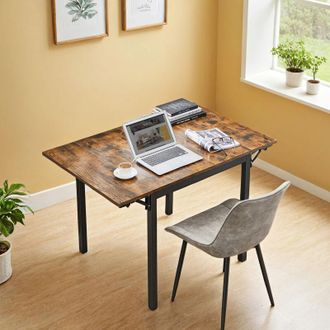 Vasagle Table de Salle &agrave; Manger Pliable, Extensible, Bureau, pour 2 &agrave; 4 Personnes, Rectangulaire, avec Abattants, Couleur Ch&ecirc;ne Naturel et Blanc Nuage