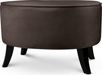 MG Design Ovaler Samt-Hocker 62 x 72 cm in Braun mit Holzbeinen - Gepolsterter Fu&szlig;hocker f&uuml;r Wohnzimmer oder Schlafzimmer