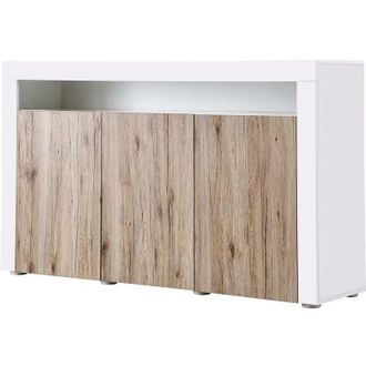 Habitat et Jardin Buffet LED Bogota - 155 x 40 x 92 cm - Ch&ecirc;ne / Blanc laqu&eacute;