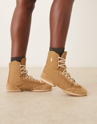 Polo Ralph Lauren Baskets montantes style ballerines avec logo joueur de polo - Marron clair-Brown