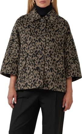 s.Oliver Wattierte Cape-Jacke mit Leo-Print