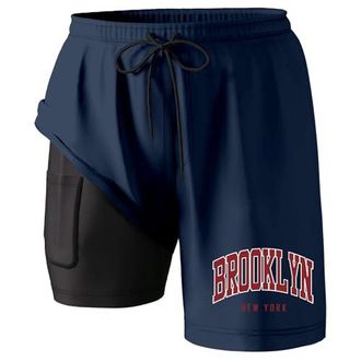 Generic Maillot de bain pour homme avec doublure de compression, couture int&eacute;rieure, short de bain, maillot de bain avec poches, bleu fonc&eacute;, 4XL