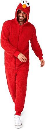 OppoSuits Erwachsene Unisex Elmo Onesie - Sesamstra&szlig;e Einteiliger Schlafanzug - Lose Passform - Inklusive Taschen - Rot