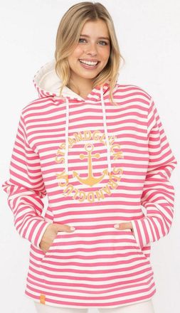 Zwillingsherz Kapuzensweatshirt Streifen Strandglück gestreift, Stickererei vorne, Kordelzug, Tasche