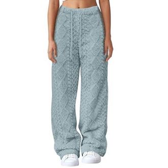 Generic Pantalon dhiver pour femme - Pantalon thermique doubl&eacute; - Taille haute - En polaire - Taille &eacute;lastique - Pantalon de pyjama moelleux - Couleur unie - D