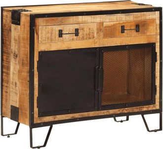 vidaXL Vidaxl - Buffet 80x31x66 cm bois de manguier brut massif et m&eacute;tal