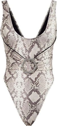 Philipp Plein Femme, Maillots de bain, Gris, Taille: 40 FR Monokini Python