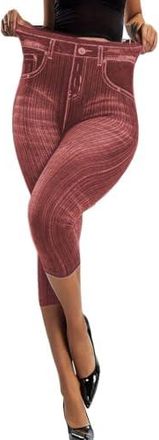 Onsoyours Jean Capri Femme Stretch Taille Haute Jean 3/4 Style Décontracté Pantacourt dété Jeans Leggings Collant Crayon Casual Jeggings Pants Capri Pantacourt 