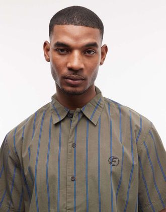 Element Gestreiftes T-Shirt in Blau mit Markenlogo-Stickerei