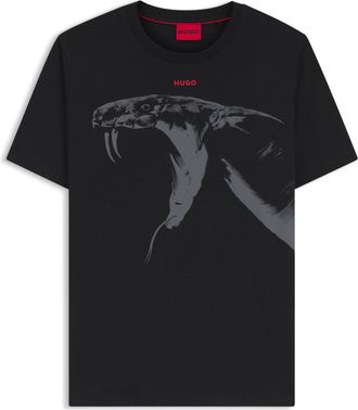 HUGO BOSS Herren Dikobra IN T-Shirt aus Baumwoll-Jersey mit Cobra-Print Schwarz001 XL