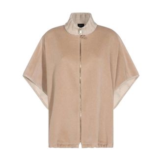 Fabiana Filippi Cape en m&eacute;lange cachemire &agrave; col montant - Femme - Vestes - Beige - Taille: 38 FR