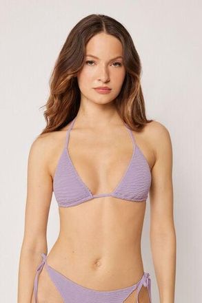 Calzedonia Triangel-bikinioberteil Mit Herausnehmbaren Polstern Crinkle Waves Violett