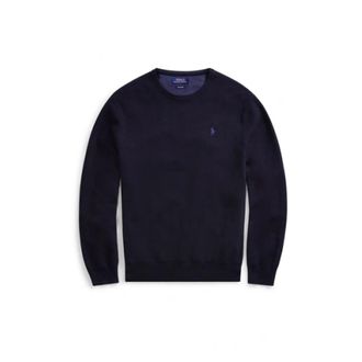 Polo Ralph Lauren Marineblau melierter Pima-Baumwollpullover mit Rundhalsausschnitt - - Sweatshirts & Hoodies - Herren - Blau - L