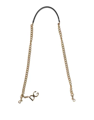 Dolce & Gabbana Womens Brown Leopard Gold Brass Chain Accessory Shoulder Strap Calf Leather Real Bag